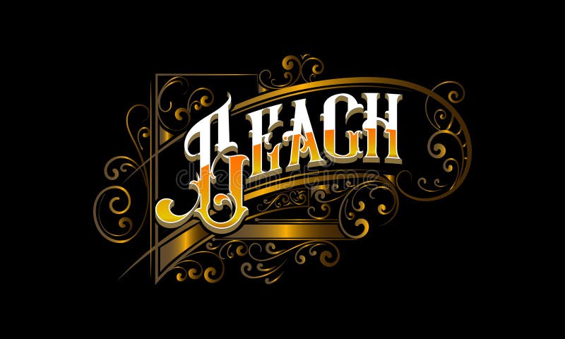 BEACH Lettering Custom Style Design Stock Illustration - Illustration ...