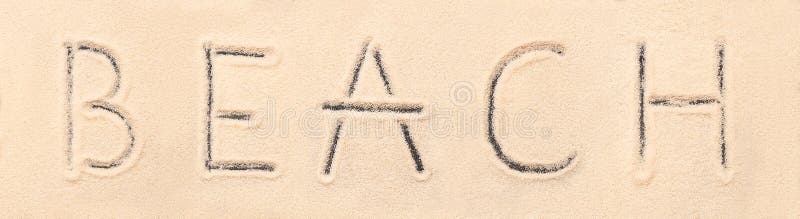 Beach Lettering Drawn on Sand Stock Photo - Image of card, beige: 69308724
