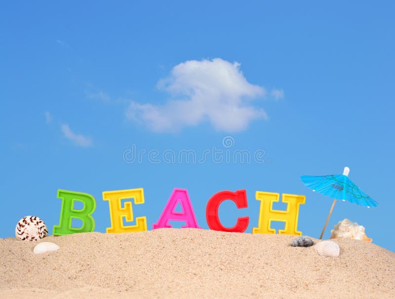 Beach Letters on a Beach Sand Stock Photo - Image of relaxation, bright ...