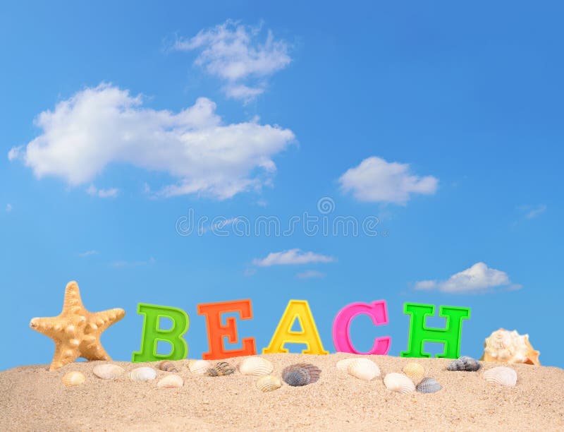 Beach Letters on a Beach Sand Stock Photo - Image of relax, advertising ...
