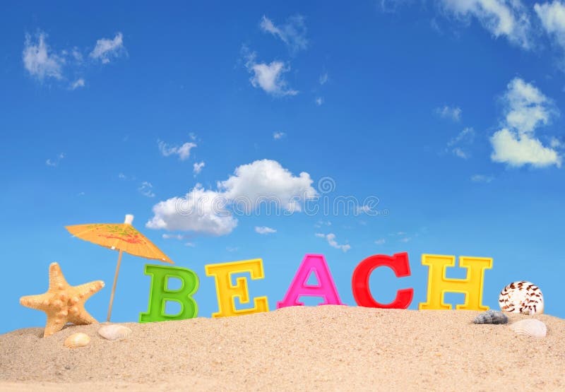 Beach Letters on a Beach Sand Stock Image - Image of sand, inscription ...