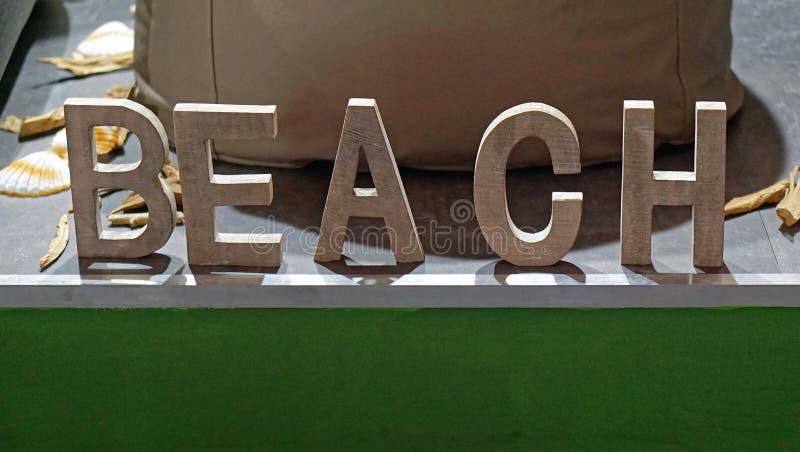 Beach letters stock image. Image of wood, idea, style - 124871511