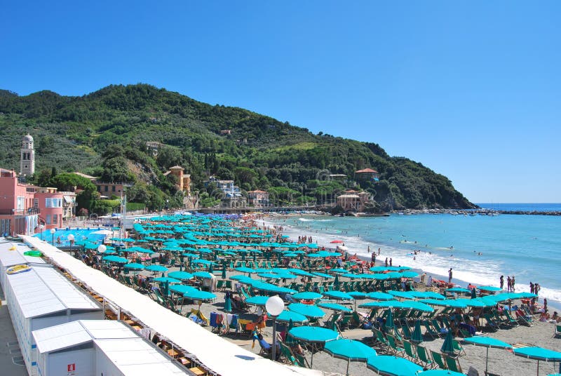 Beach of Levanto - Italy editorial stock image. Image of blue - 17244689