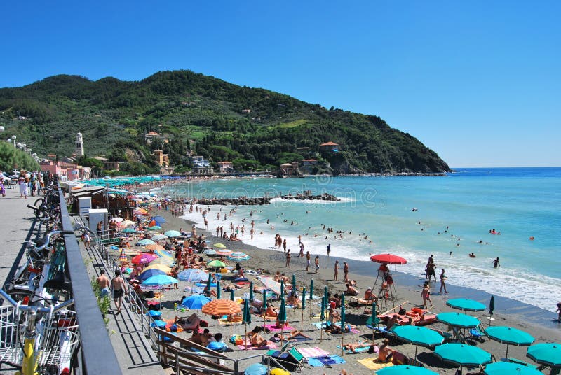 Beach of Levanto - Italy editorial stock image. Image of travel - 27686569
