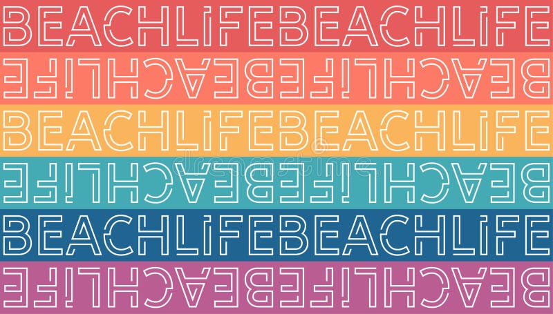 Beach Life Seamless Vector Pattern. Rainbow Strips with White Text ...