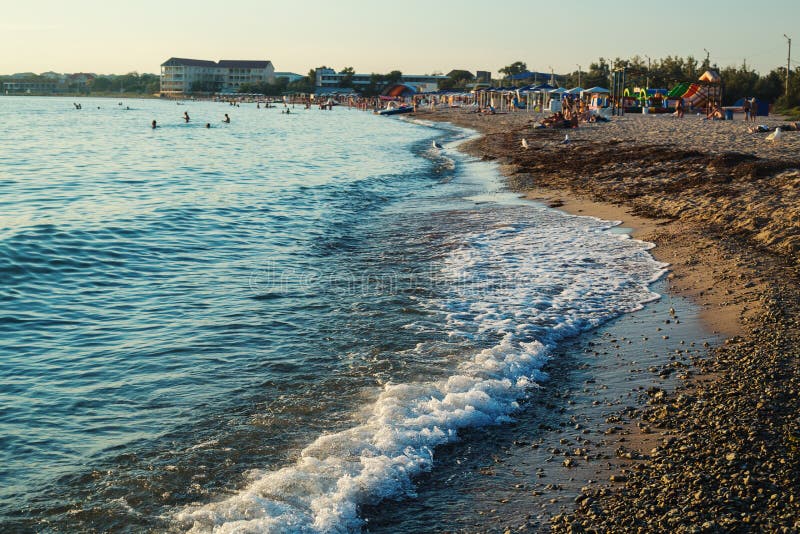 Beach Line and Vacationing People Stock Image - Image of cruise ...