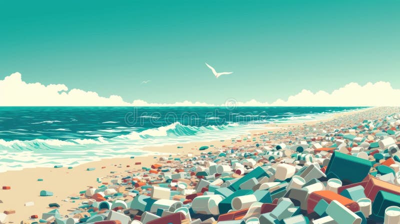 A Beach Littered with Plastic Containers a Reminder of the Lasting ...