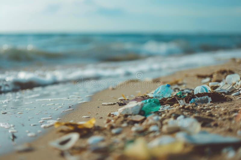 A Beach Littered with Trash and Debris Stock Image - Image of outdoors ...