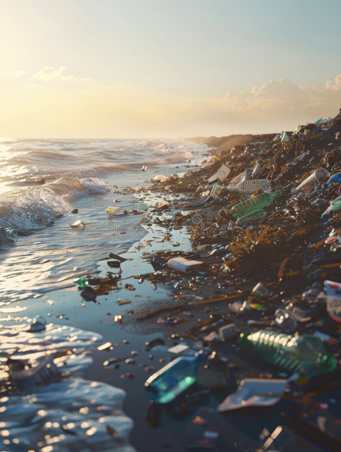 Beach littered with trash stock photo. Image of life - 374518024