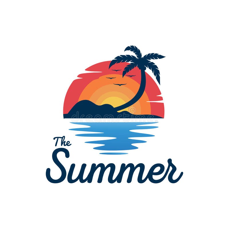 Beach Logo Design Vector,beach Logo Design and Tropical Island Stock ...