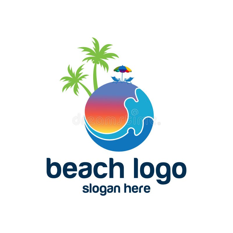 Beach Logo Design Vector,beach Logo Design and Tropical Island Stock ...