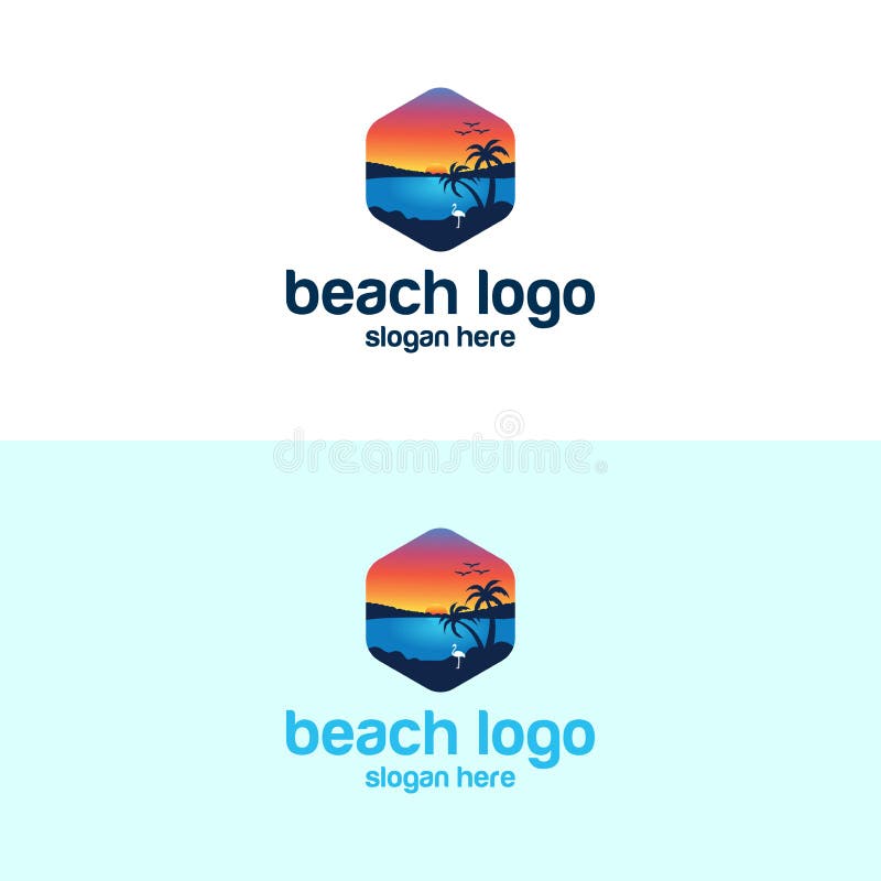 Beach Logo Design Vector,beach Logo Design and Tropical Island Stock ...
