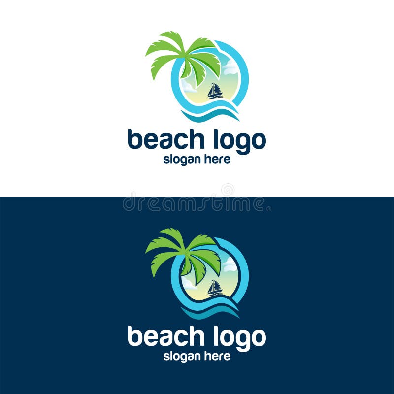Beach Logo Design Vector.beach Logo Design and Tropical Island Stock ...