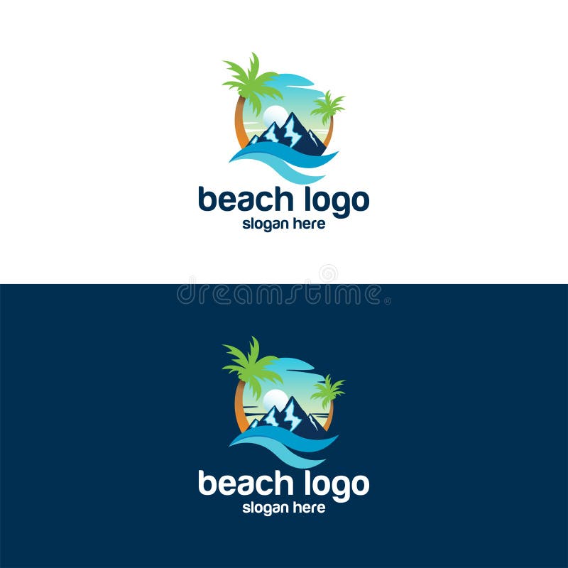 Beach Logo Design Vector,beach Logo Design and Tropical Island Stock ...