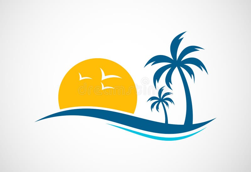 Beach Logo Design. Vector Illustration Stock Illustration ...