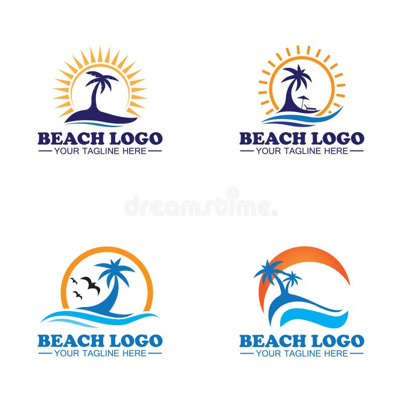 Beach Logo Design Vector Template Stock Vector - Illustration of sign ...
