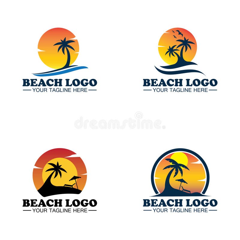 Beach Logo Design Vector Template Stock Vector - Illustration of ...