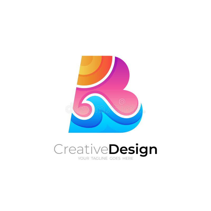 Beach Logo Template, Abstract B Logo with Beach Design Stock Vector ...