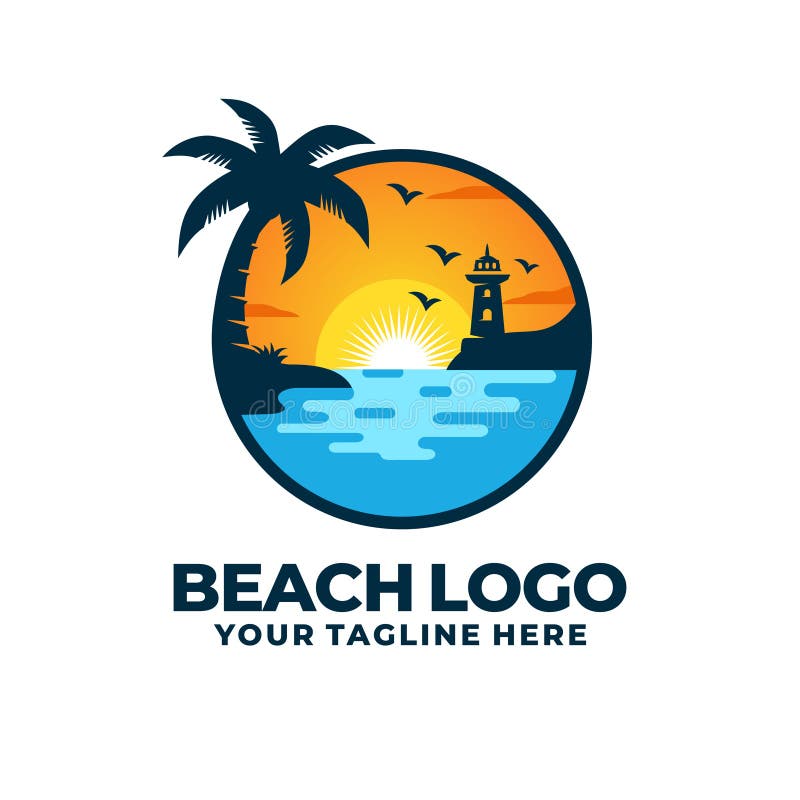 Beach logo design stock vector. Illustration of palm - 268992446