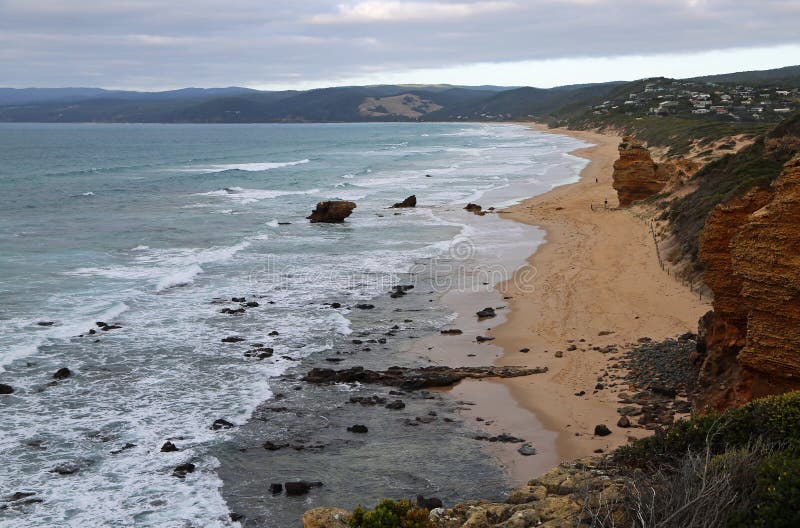 The beach in Lorne stock image. Image of eroded, scene - 187583997