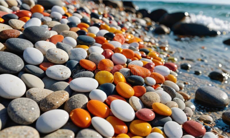Beach with Lot Rocks and Pebbles Stock Illustration - Illustration of ...