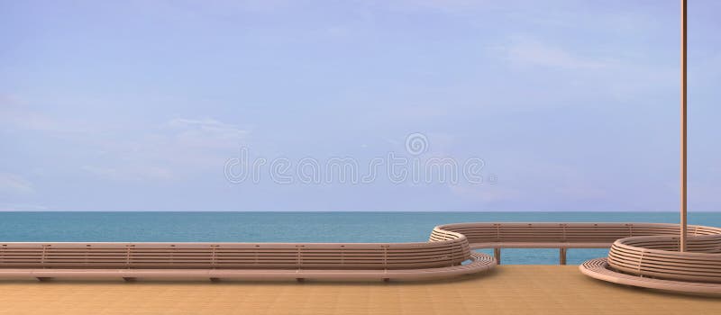 Beach Lounge Sundeck and a Terrace on the Beach with Summer Sea Views ...