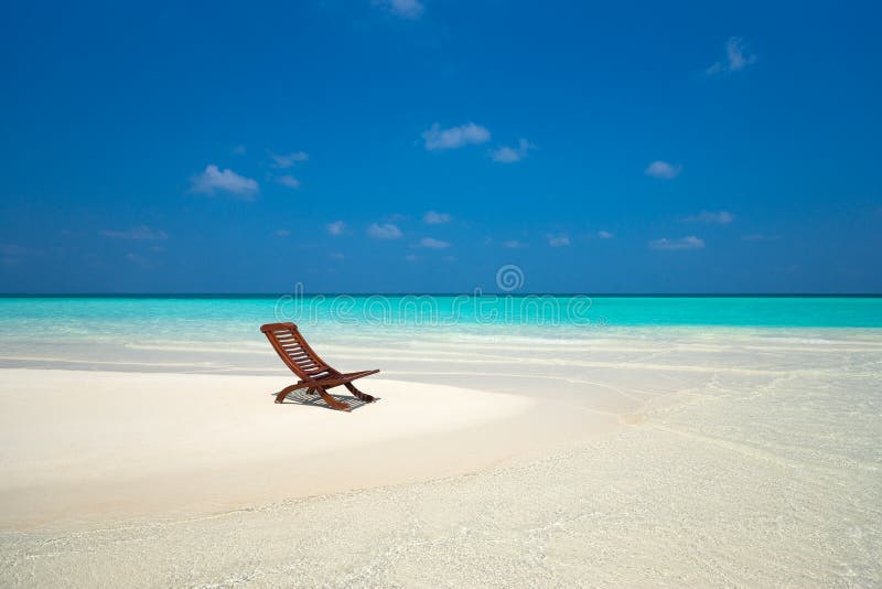 Beach Lounger and Umbrella on Sand Beach. Concept for Rest, Relaxation ...