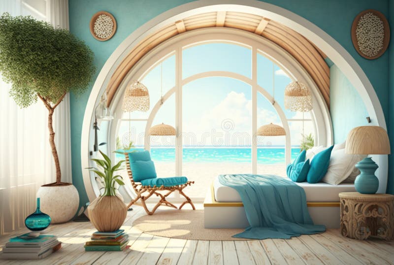 Beach Luxury Resort Hotel Room Graphic Design 3d Model Background Stock ...