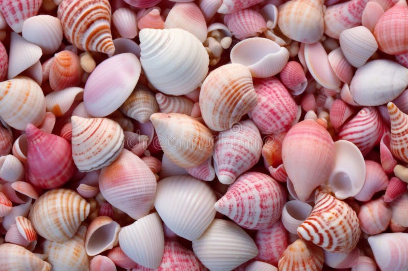 A Beach Made of Sea Shells, in Light Pink and Light Pink, Stock ...