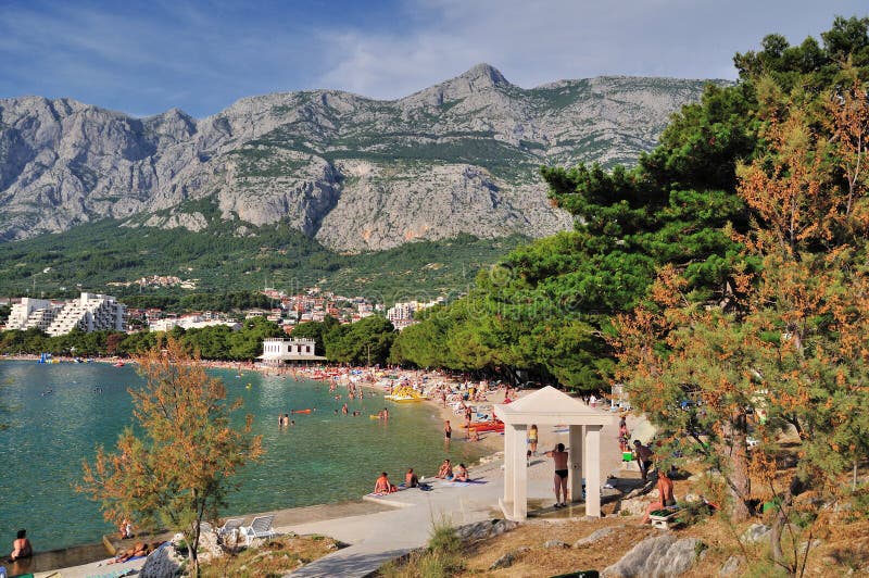 The Beach in Makarska is Surrounded by Pine Trees, with a Surprisingly ...