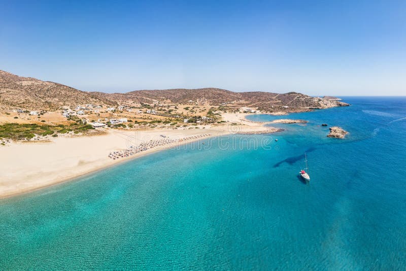 The Beach Manganari in Ios Island, Greece Stock Photo - Image of ...