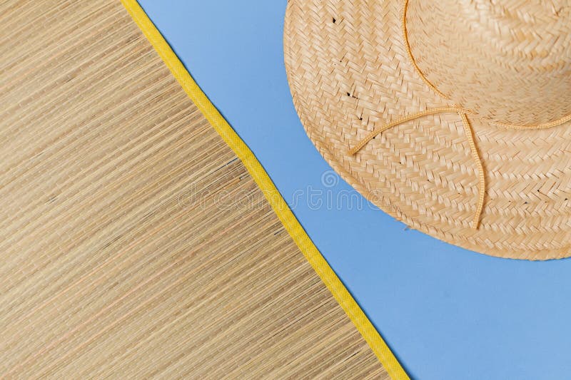 Beach mat and sombrero hat stock image. Image of accessory - 307636803