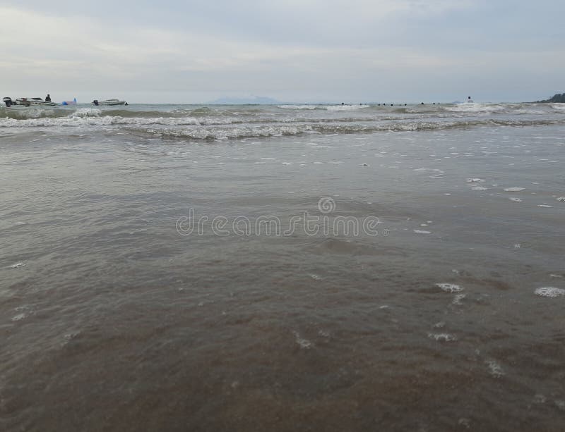 Beach in the Morning. Sand in the Beach Stock Photo - Image of cloud ...
