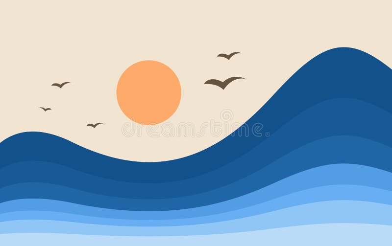 Beach Mountain with Sun Abstract Background Vector Stock Vector ...