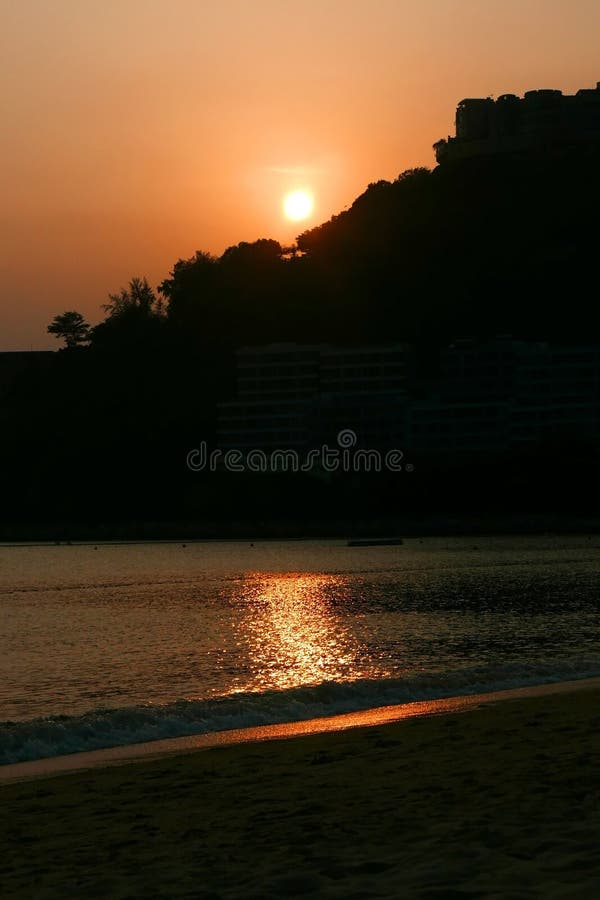 Beach and Mountain at Sunset Stock Image - Image of tripping, outdoor ...