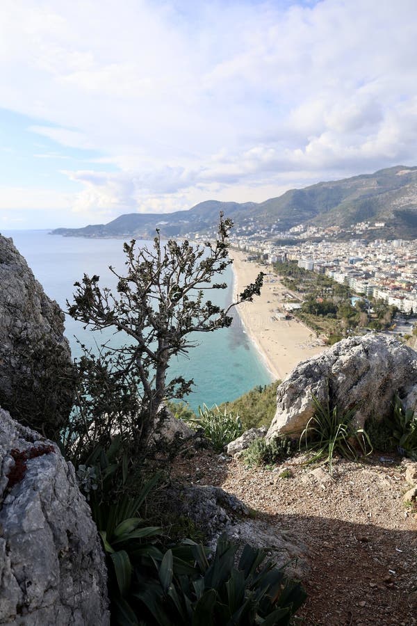 Beach mountain town stock image. Image of famous, city - 370372899