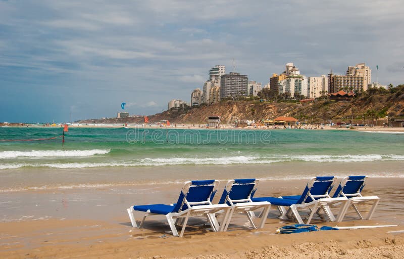 Beach in Netanya stock image. Image of vacation, sironit - 46866309