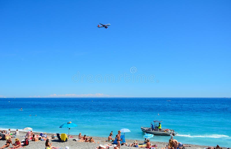 Beach, Nice, France editorial stock image. Image of sandy - 88478439
