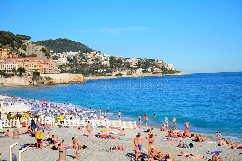 Beach, Nice, France editorial stock image. Image of monokini - 88493659