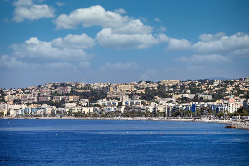 Beach and Nice town France stock image. Image of towns - 275353133