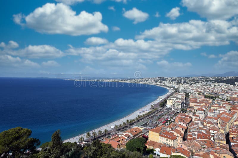 Beach and Nice Town in Summer Stock Photo - Image of landscape, azur ...