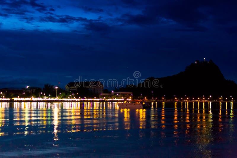 Beach night light stock image. Image of hotel, house - 98969305