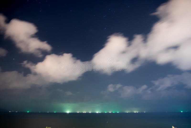 Beach Night Time with Clouds Background Stock Photo - Image of nature ...