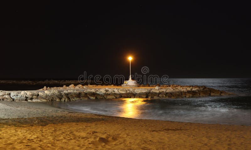 Beach in Night Time in Malaga, Spain Stock Image - Image of dusk, beach ...