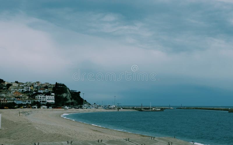 The beach of numana stock photo. Image of summer, guards - 105676910