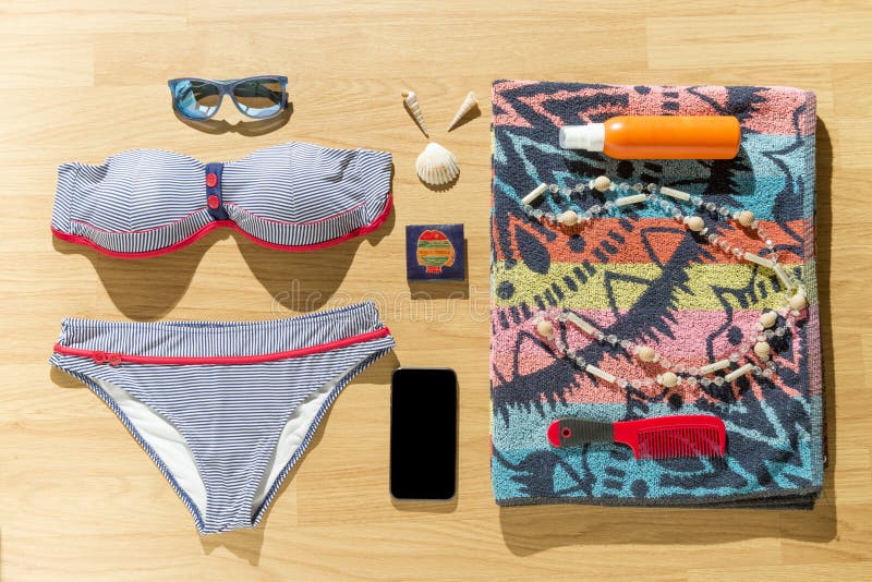 Beach Objects on Parquet Flooring Stock Photo - Image of floor ...