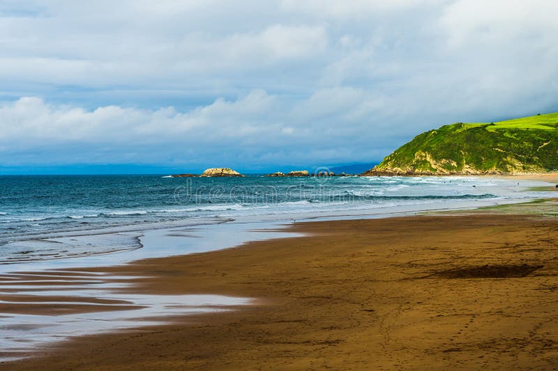 Beach and Ocean after Low Tide. Atlantic Coast of Spain Stock Image - Image of seascape ...