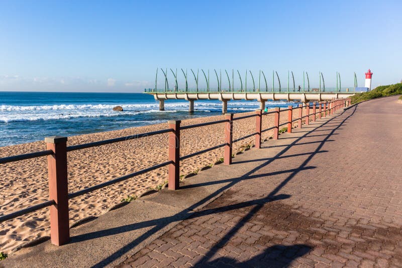 Beach Ocean Pier Promenade Landscape Stock Photo - Image of blue ...