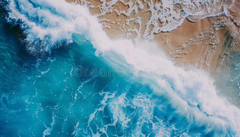 On the Beach Ocean Sea Water White Wave Splashing in the Deep Sea ...