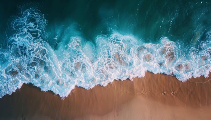 On the Beach Ocean Sea Water White Wave Splashing in the Deep Sea ...